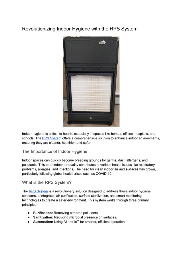 Revolutionizing Indoor Hygiene with the RPS System | PDF