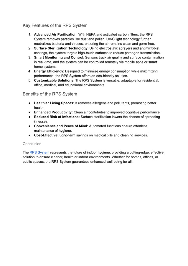 Revolutionizing Indoor Hygiene with the RPS System | PDF