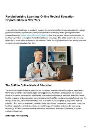 Revolutionizing Learning Online Medical Education Opportunities in New ...