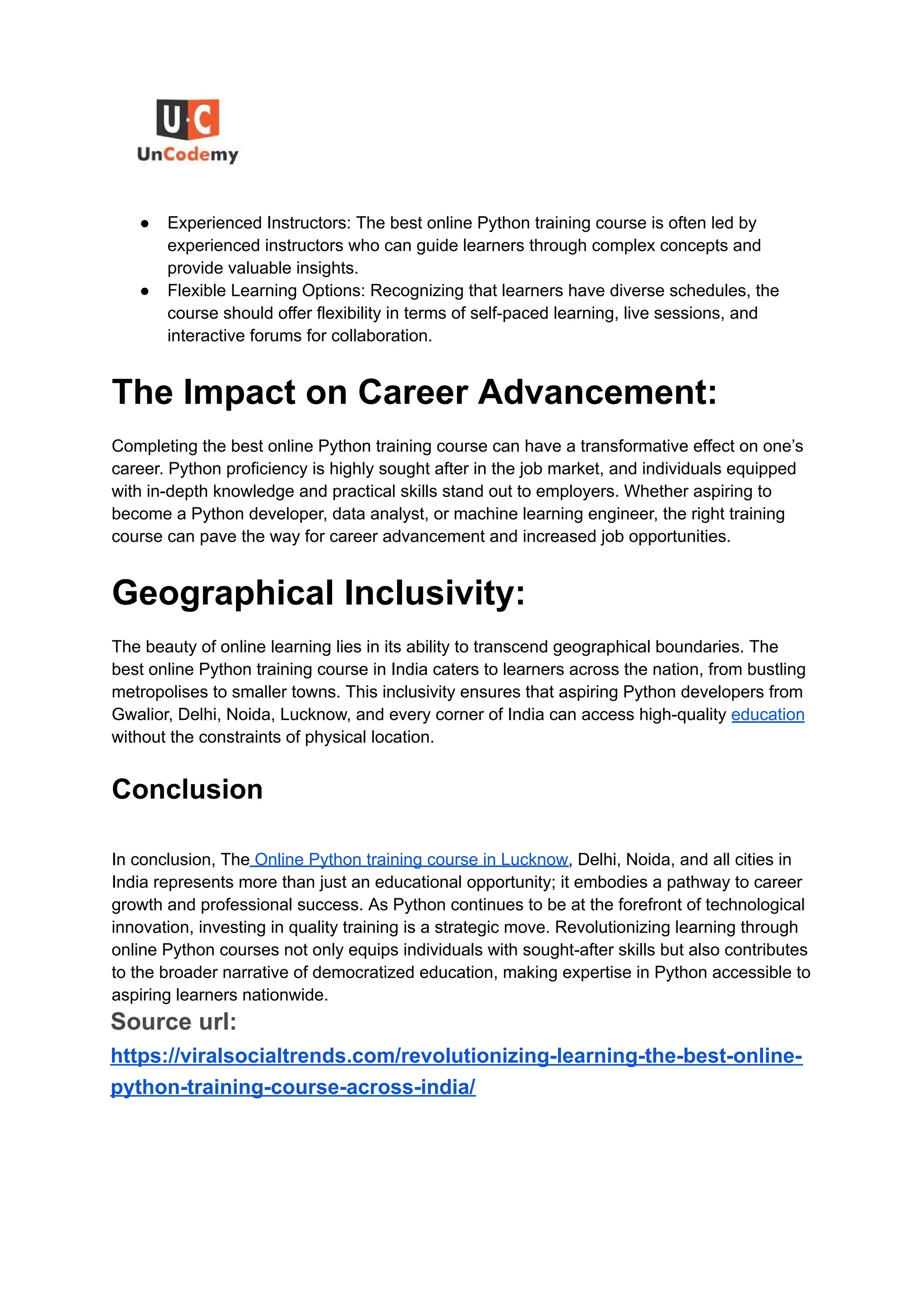 Revolutionizing Learning The Best Online Python Training Course Across Indiapdf