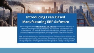 Revolutionizing Manufacturing: Unlocking Efficiency with Lean-Based ERP ...