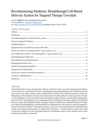 Revolutionizing Medicine: Breakthrough Cell-Based Delivery System for ...