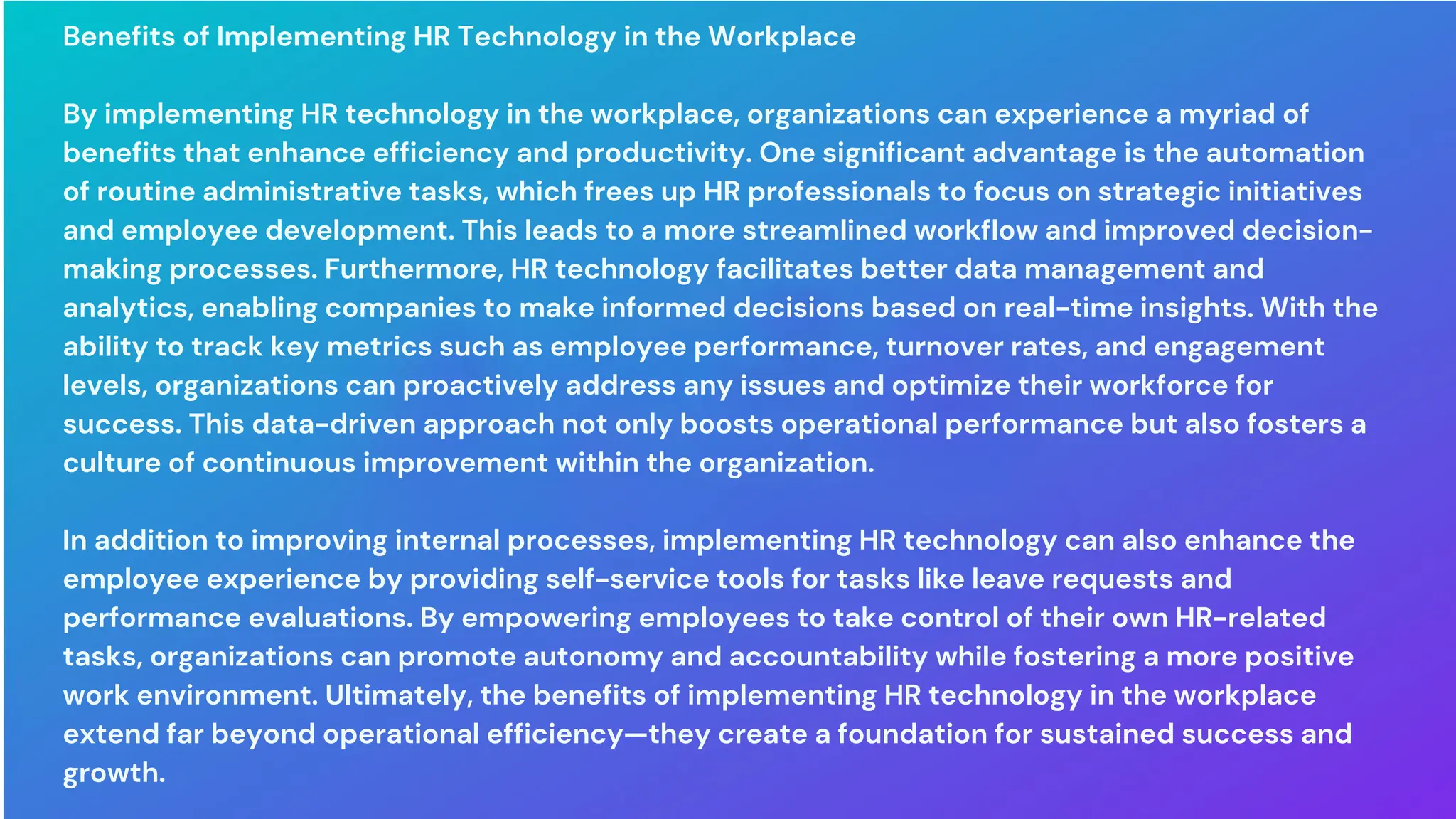 Revolutionizing The Workplace How HR Technology Drives Organizational ...