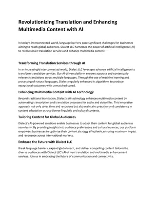 Revolutionizing Translation and Enhancing Multimedia Content | DOCX