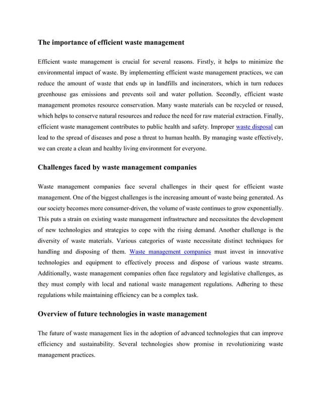 Revolutionizing Waste Management: Exploring the Future Technologies ...