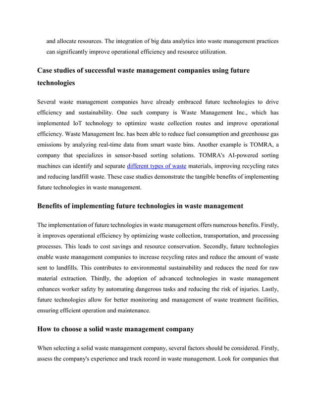 Revolutionizing Waste Management: Exploring the Future Technologies ...