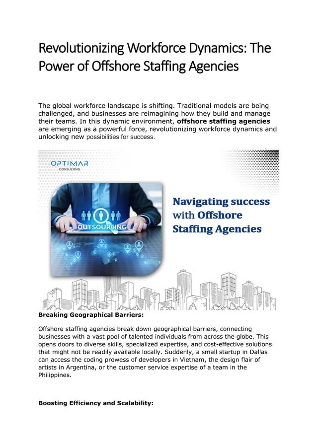 Revolutionizing Workforce Dynamics: The Power of Offshore Staffing Agencies | PDF