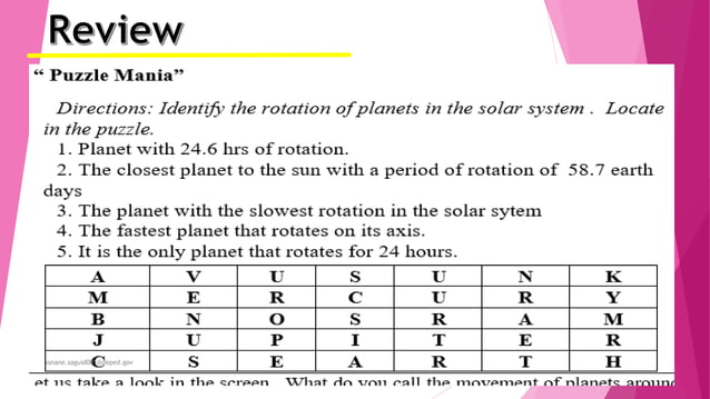 Revolution of planets around the sun | PPTX