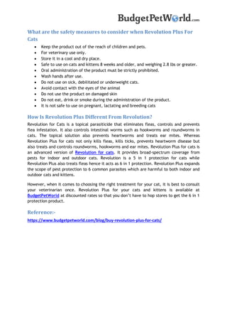 Revolution Plus = The 6 in 1 Protection Treatment For Cats | PDF