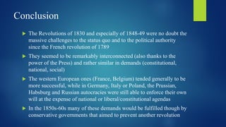 Revolutions and State Formation in Europe, 6th lecture: 1830 and 1848 ...