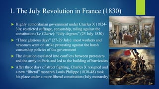 Revolutions and State Formation in Europe, 6th lecture: 1830 and 1848 ...
