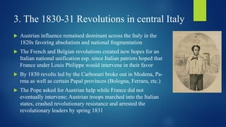 Revolutions and State Formation in Europe, 6th lecture: 1830 and 1848 ...