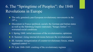 Revolutions and State Formation in Europe, 6th lecture: 1830 and 1848 ...