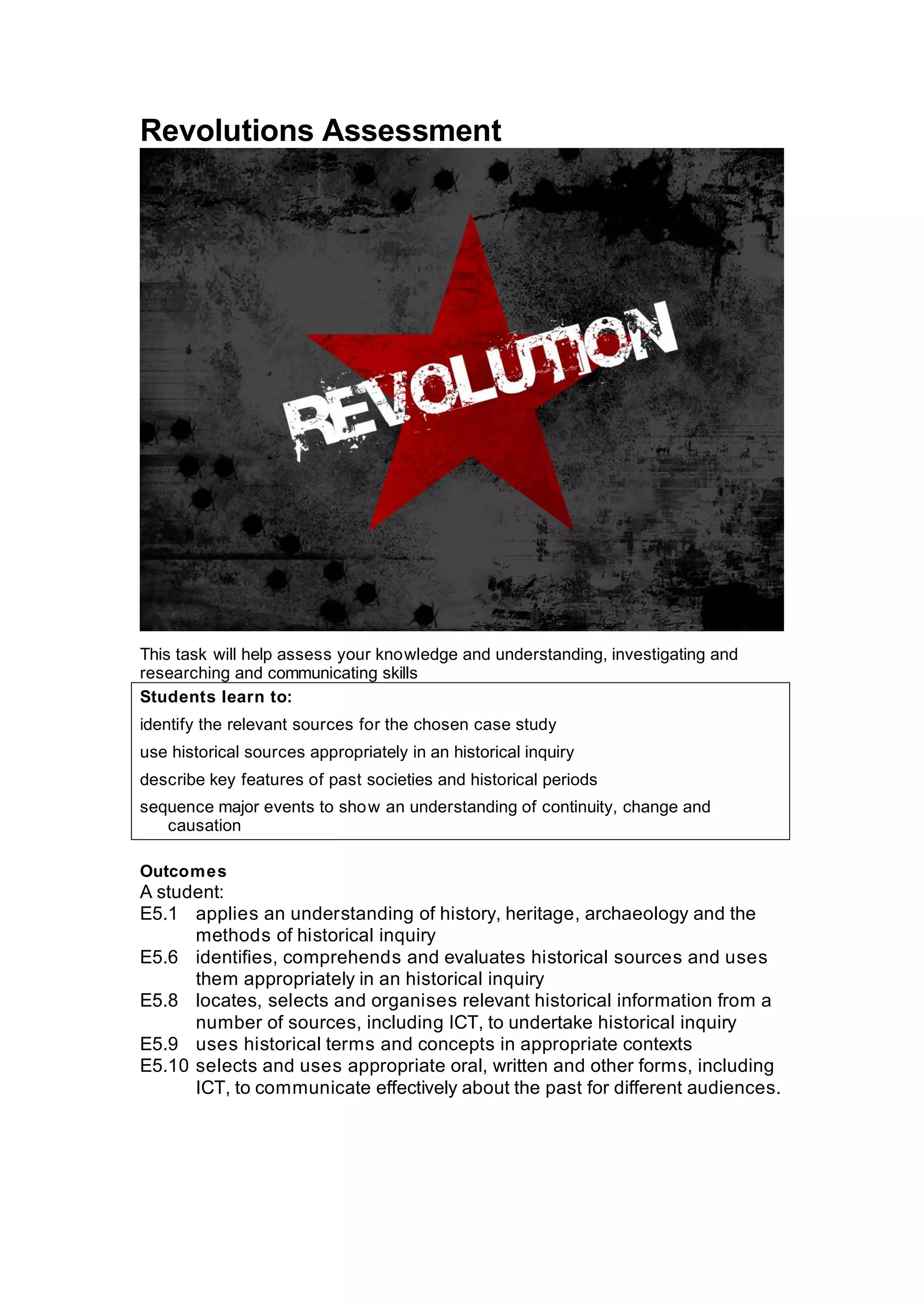 Revolutions assessment | PDF