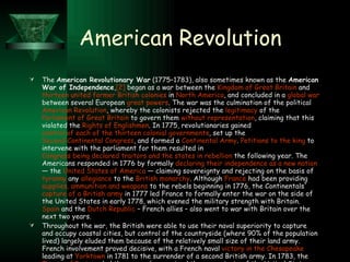 Revolutionary War:how did the patriots gain inependance from Great ...