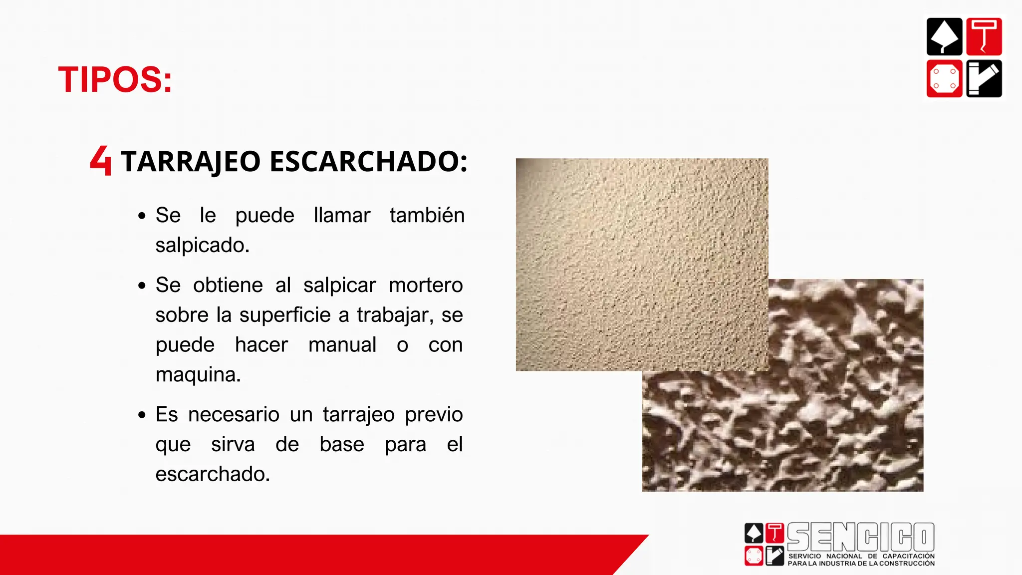 Tarrajeo, tipos de tarrajeos, empastados, solaqueos y otros ...