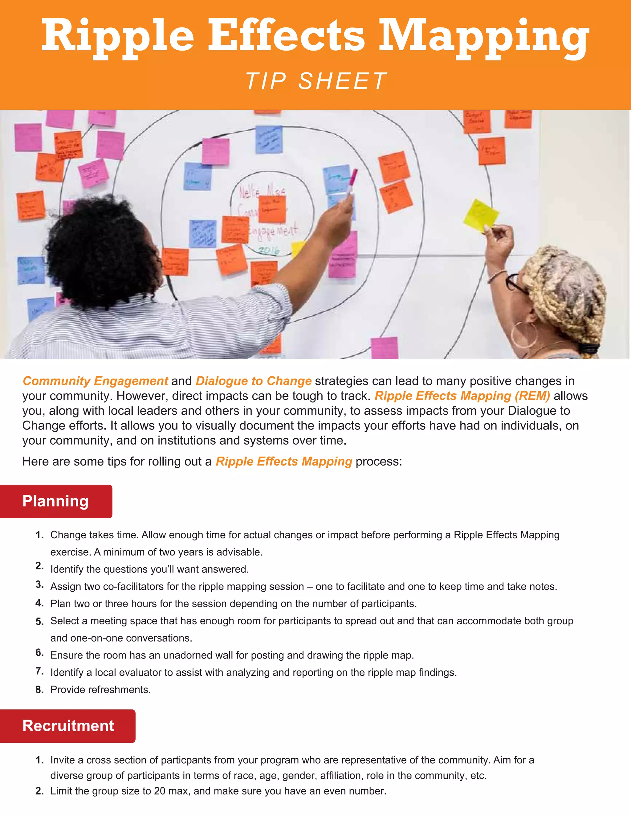 Ripple Effects Mapping Tip Sheet for Evaluating Community Engagement | PDF