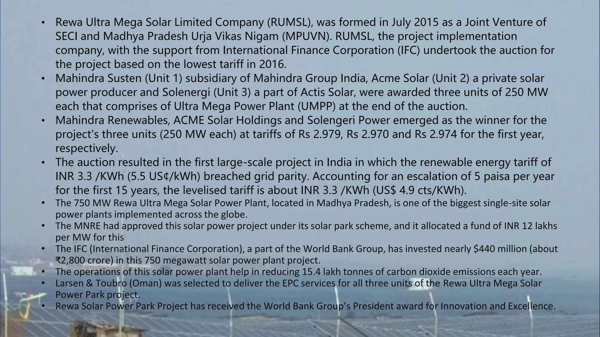 Rewa Ultra Mega Solar Project Presentation | PPTX