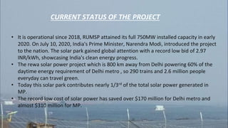 Rewa Ultra Mega Solar Project Presentation | PPTX