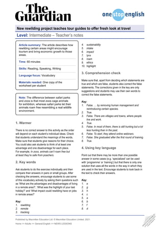 Rewilding Projects (Intermediate News Lesson).pdf