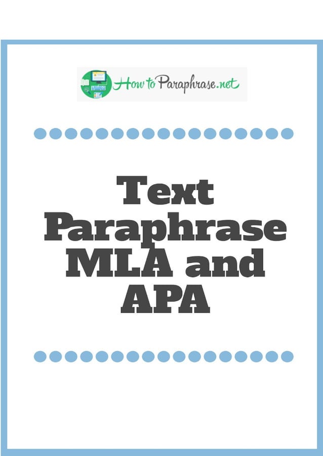 Text paraphrase MLA and APA | PDF
