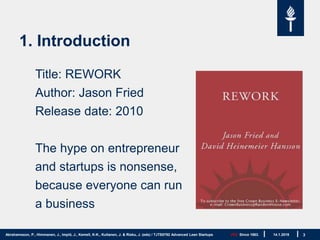 Rework - Jason Fried: Book presentation | PPT