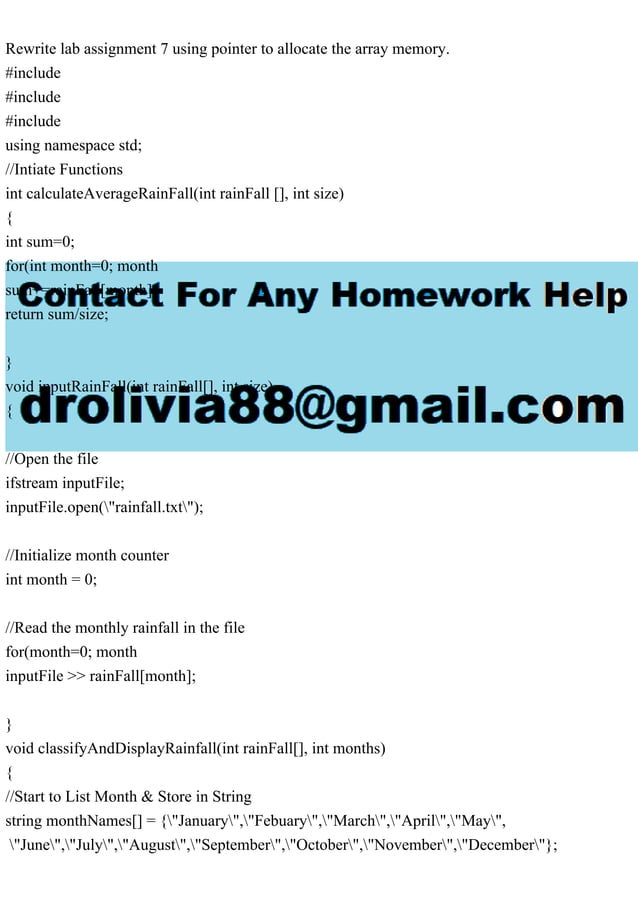 Rewrite Lab Assignment 7 Using Pointer To Allocate The Array Memorypdf