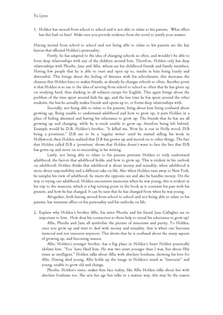 English Catcher in the Rye - Mid unit test | PDF