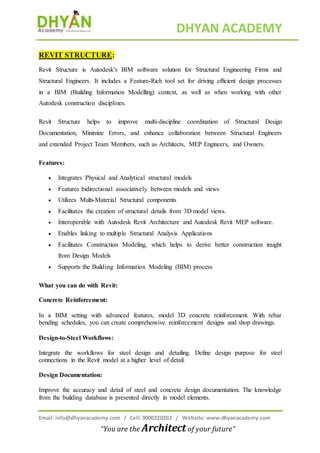 What is Revit Structure - Dhyan Academy | DOCX