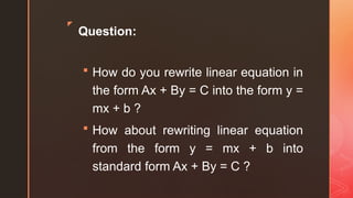 Rewriting the Linear Equation and vice versa.pptx
