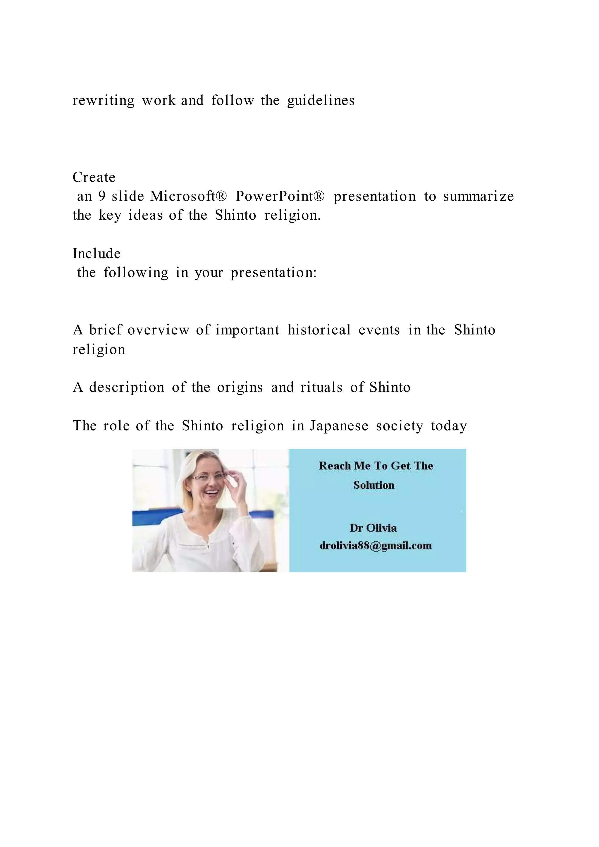 rewriting work and follow the guidelinesCreate an 9 slide | PDF