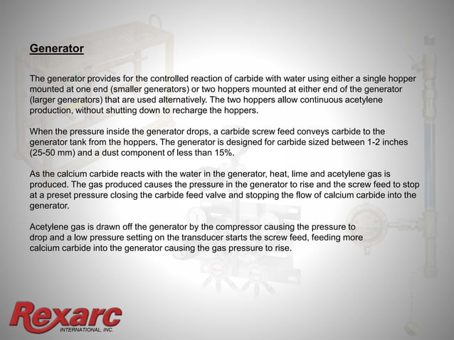 Rexarc Acetylene Generators - Part I | PPTX