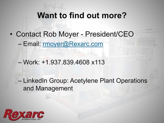 Rexarc - Automated High Pressure Driers for Acetylene Gas Compression ...