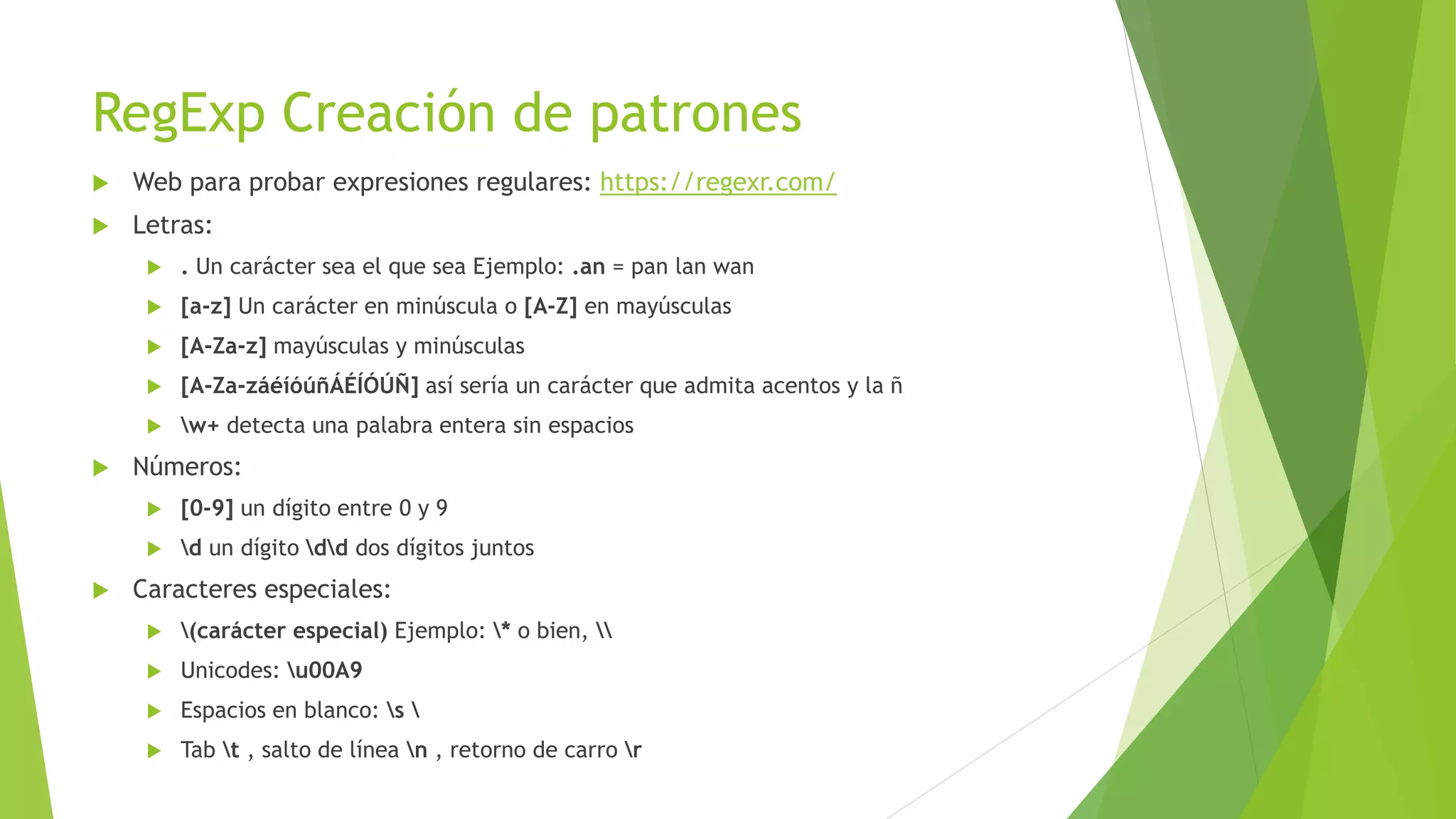 RegExp JavaScript Expresiones Regulares | PPT