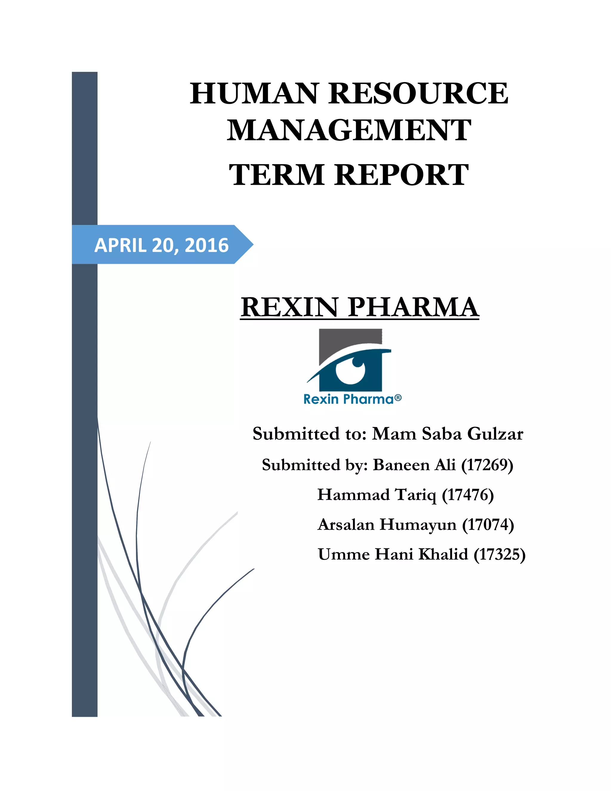 HR Department of a Pharma Company | PDF