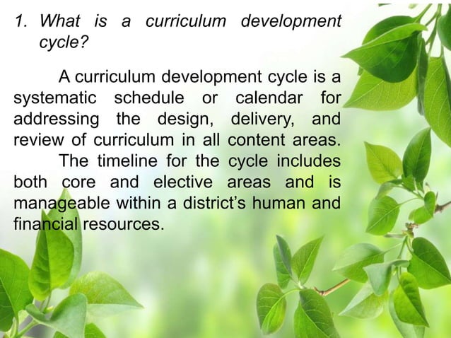 Curriculum Development Cycle | PPTX | Primary Education | Education