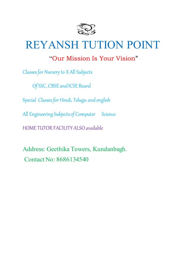 Reyansh tution point | DOCX