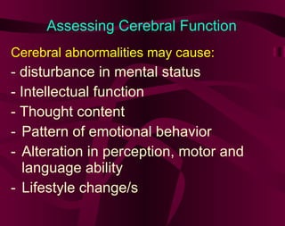 Cerebral Function Assessment