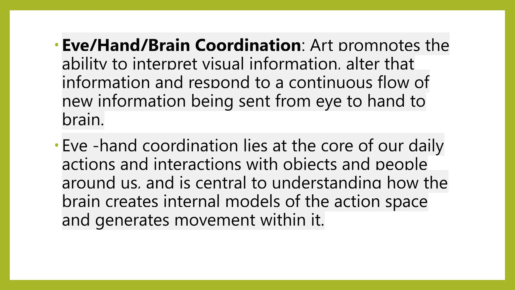 Eye, Hand, & Brain Coordination. PowerPoint presentation | PPTX