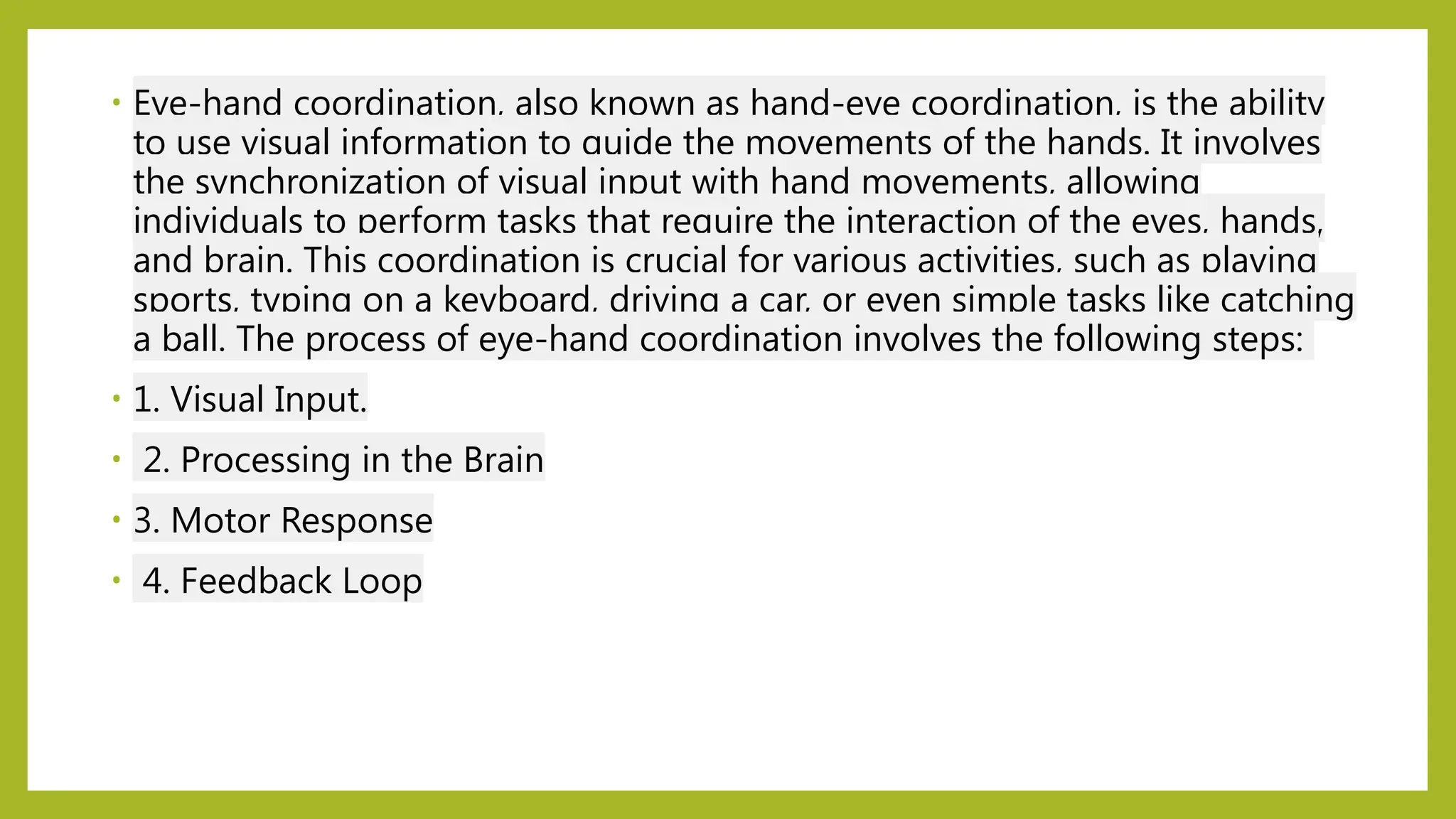 Eye, Hand, & Brain Coordination. PowerPoint presentation | PPTX