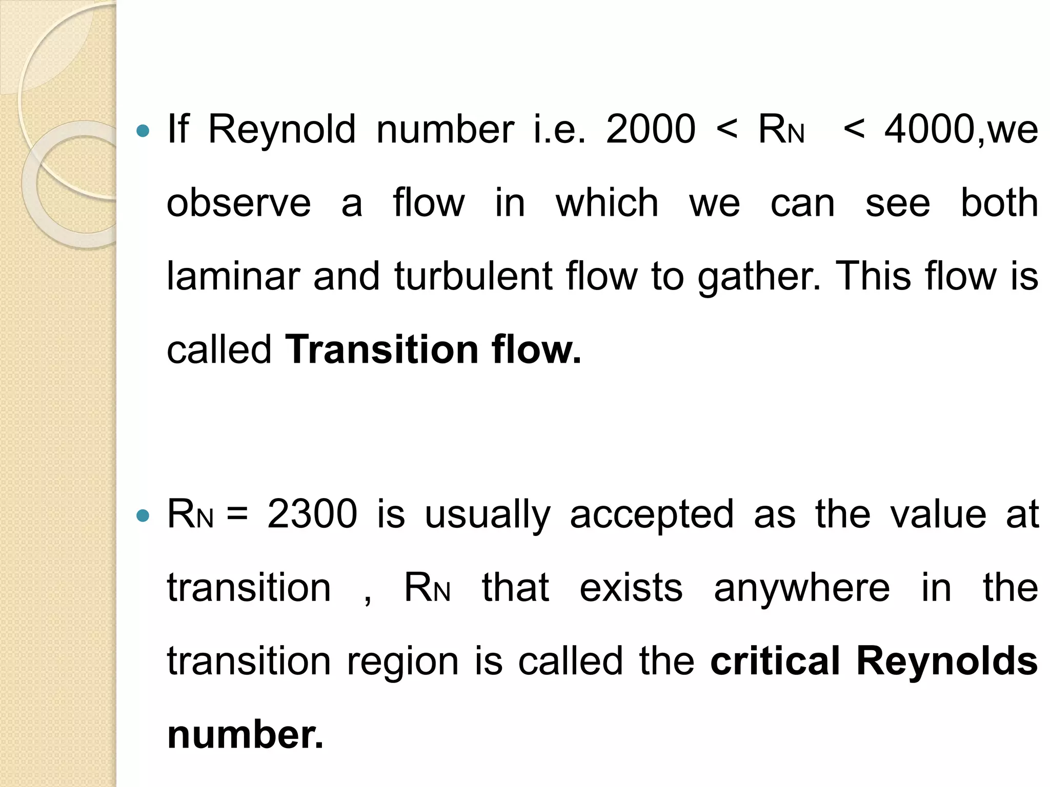 Reynold number (Fluid Mechanics)(FM) | PPTX