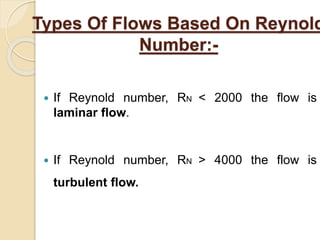 Reynold number (Fluid Mechanics)(FM) | PPTX