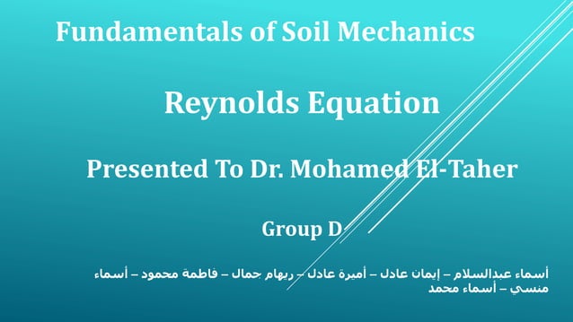 Reynolds Equation | PPTX | Physics | Science