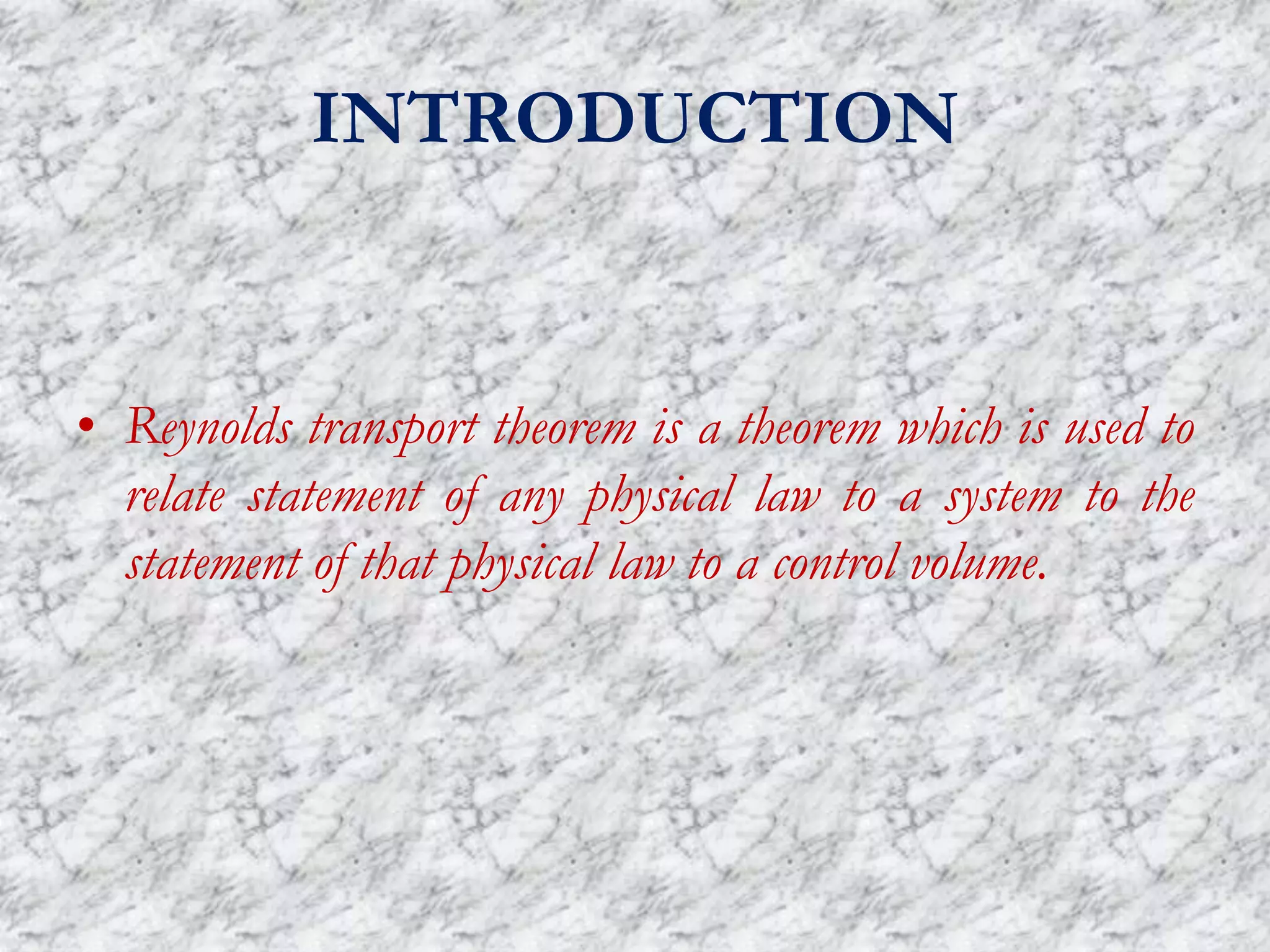 Reynolds transport theorem | PPTX