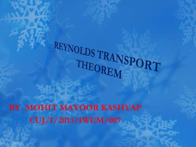 Reynolds transport theorem | PPTX