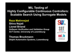 MiL Testing of Highly Configurable Continuous Controllers | PDF