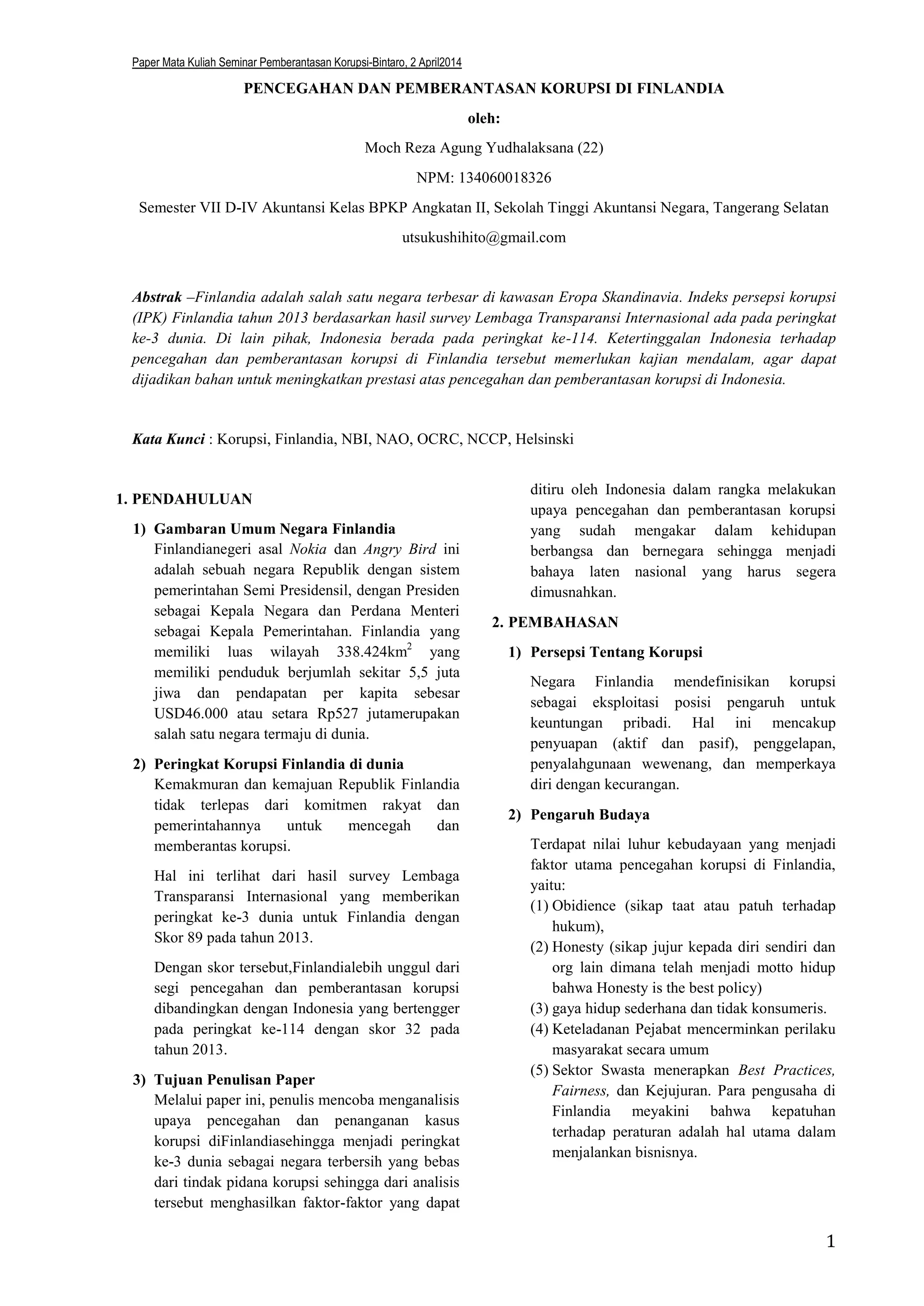 pemberantasan korupsi di finlandia | DOCX