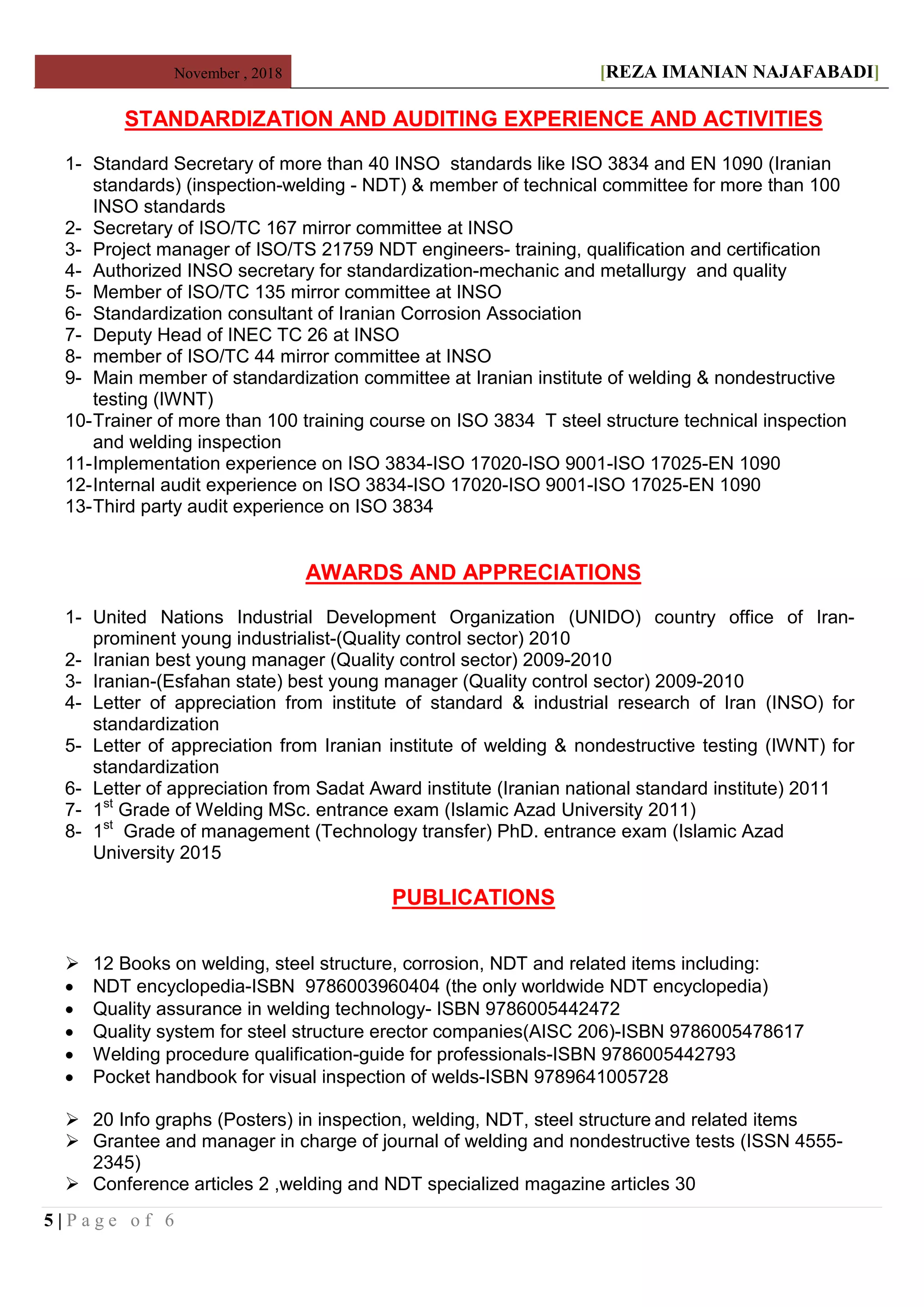 Reza imanian english cv | PDF