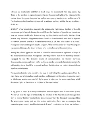 Critical Analysis on Sec-57 of ICT Act 2006’’ | DOCX | Internet Safety ...