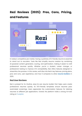 Rezi Reviews (2025): Pros, Cons, Pricing, and Features | PDF